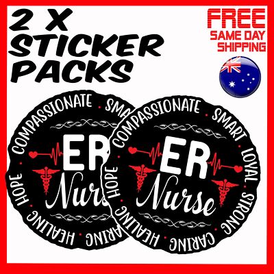 2 x Stickers - Er Nurse Compassionate Smart Loyal Car Bumper Laptop ...