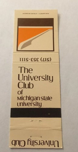 Vintage Matchbook Cover Matchcover Michigan State University Club MI | eBay
