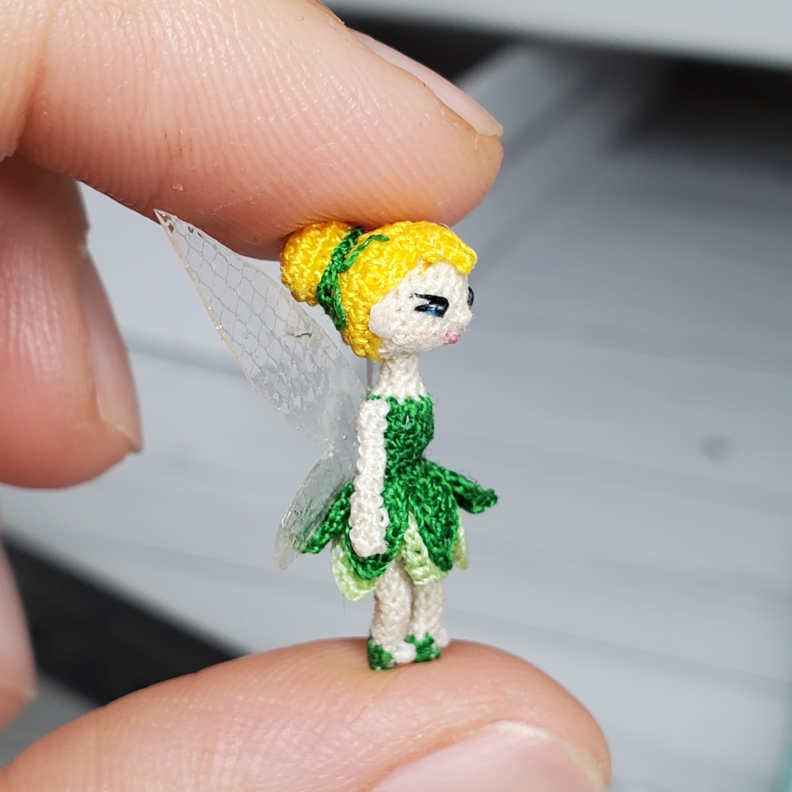 Tiny Tinker Bell Fairy. Crocheted doll Miniature. Micro Disney. Microtoysby | eBay
