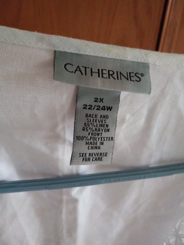 Catherines Plus 2X White Open Front Crochet Cardigan Top Linen Rayon ...