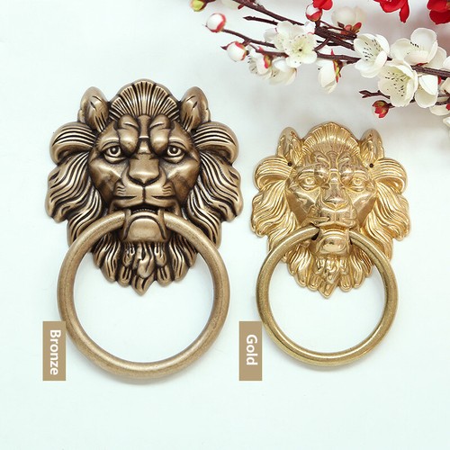 Full Brass Lion Head Door Handle Vintage Cabinet Pull Feng Shui Home ...