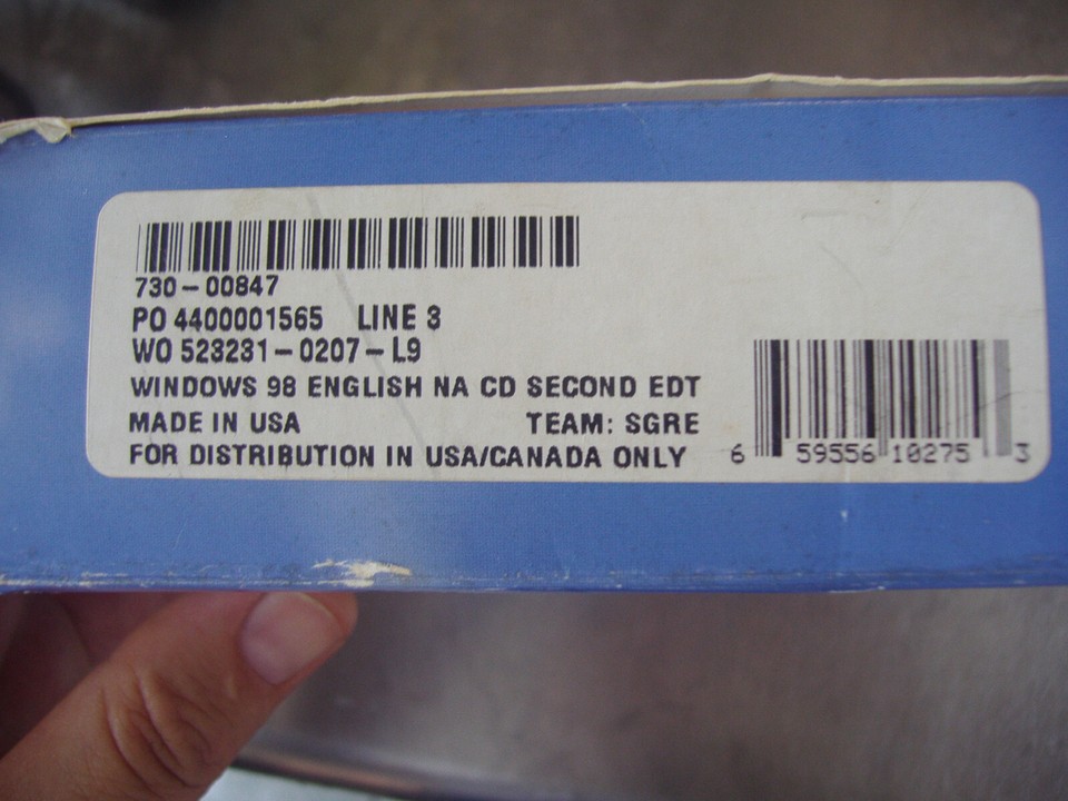 MICROSOFT WINDOWS 98 SECOND EDITION FULL OPERATING SYSTEM WIN 98 SE ...