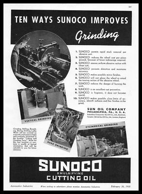 1938 SUNOCO Emulsifying Cutting Oil The Sun Oil Company Philadelphia PA ...