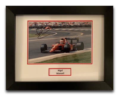 NIGEL MANSELL HAND SIGNED FRAMED PHOTO DISPLAY - FERRARI - F1 AUTOGRAPH ...