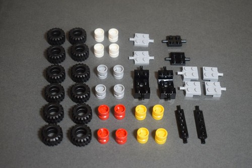 Lego 6014 87697 Genuine Random 4 Wheels 4 Tyres Tires 2-4 Axles for 1 ...