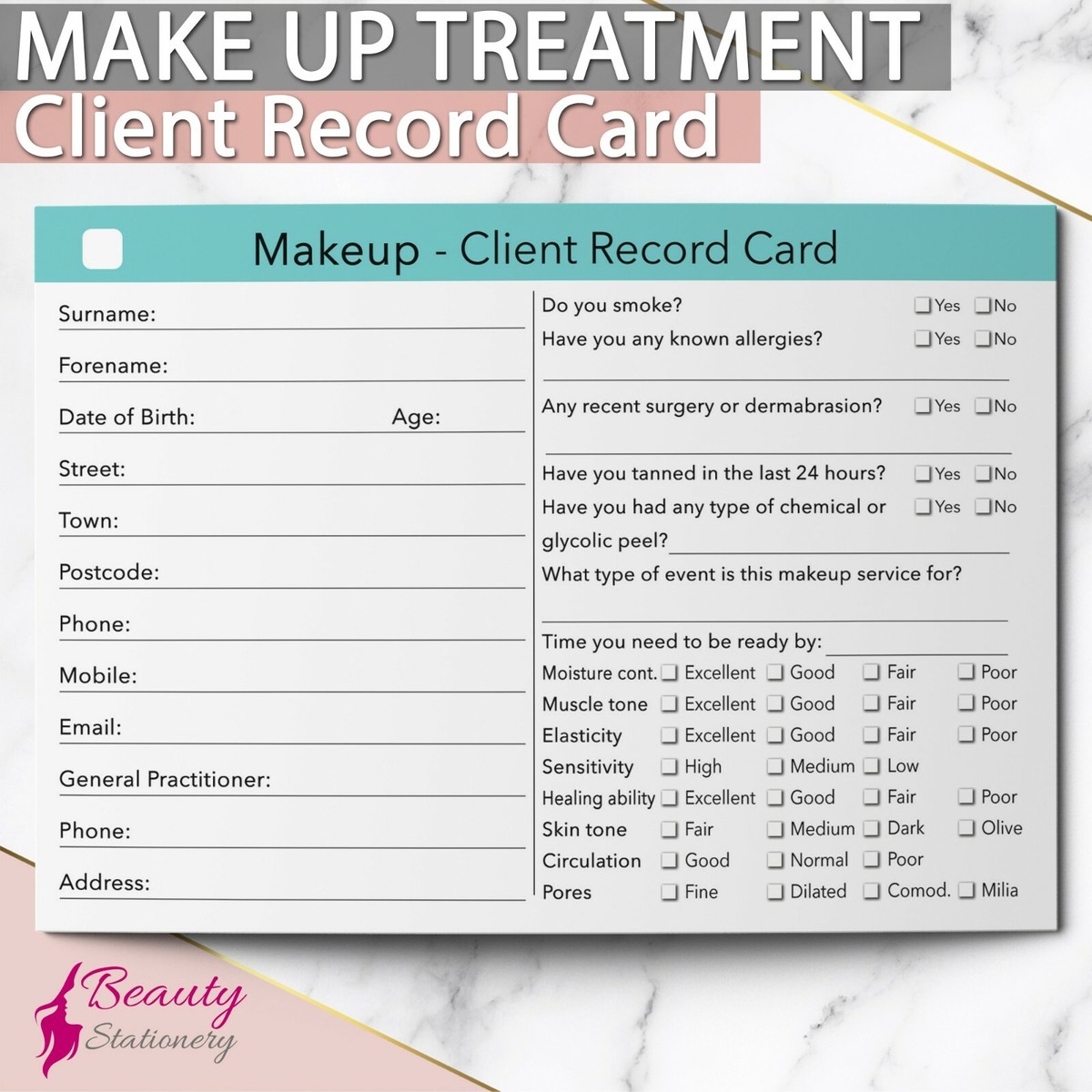 Makeup Client Record Card | Saubhaya Makeup