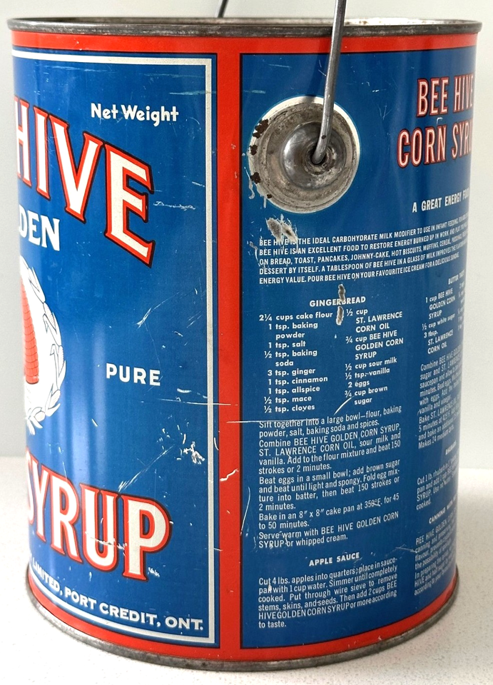 Vintage 1950s Bee Hive Golden Corn Syrup 10 lb Tin Pail – No Lid, Rust ...