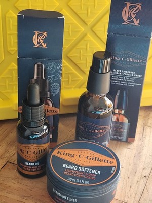 New Set of 3 KING C GILLETTE beard softener Oil and thickener | eBay