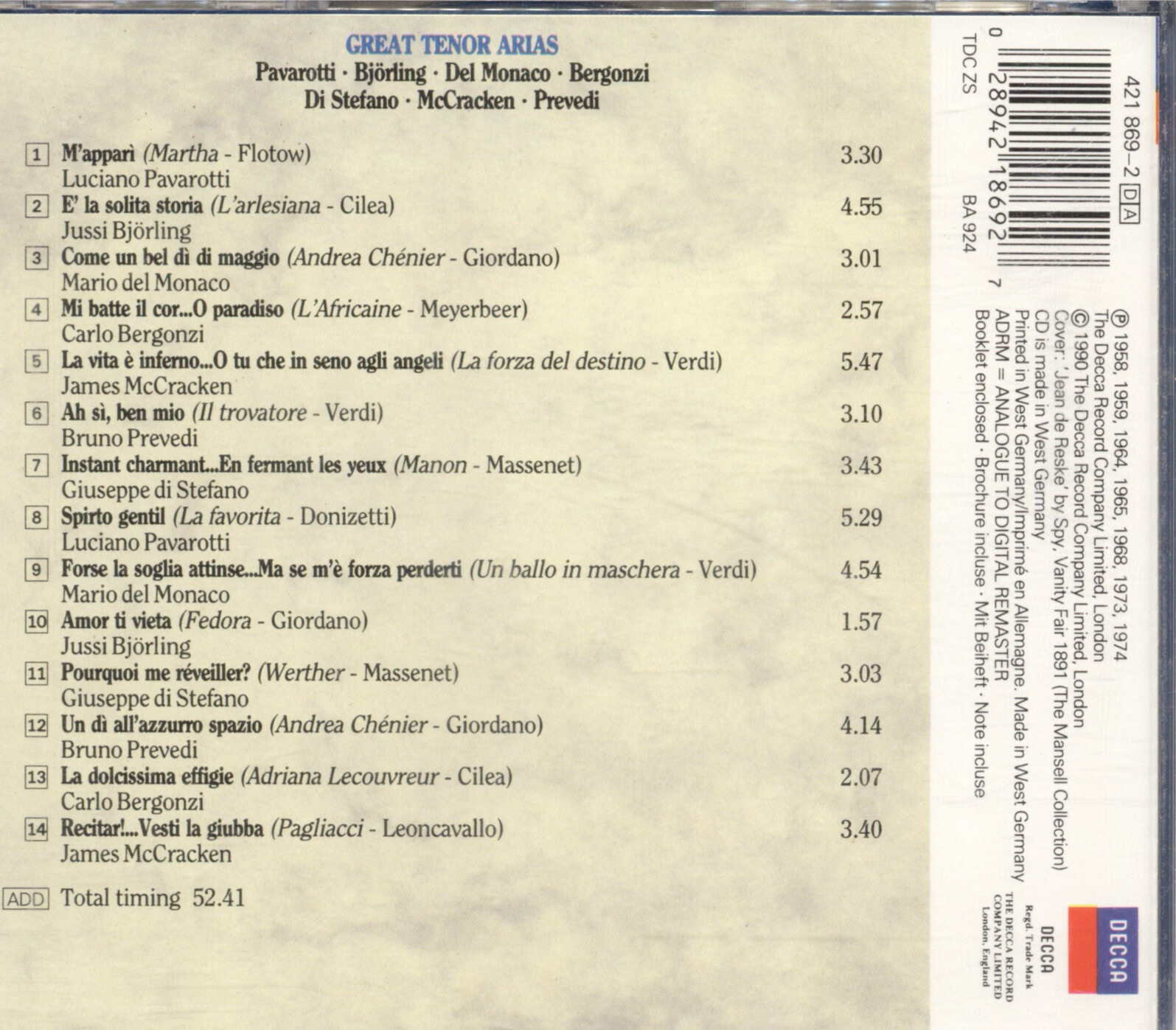 Great Tenor Arias CD | eBay Australia