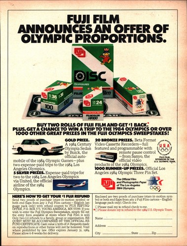 Fuji Olympic Sweepstakes Official Sponsors Fuji Film1983 Vintage Print ...