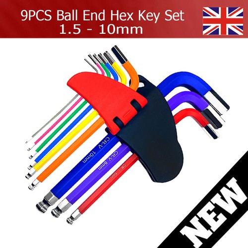 Ball End Allen Key Set Socket Metric Folding Hex Long Handle Alan Alen ...