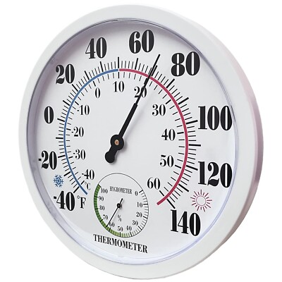 Indoor Outdoor Thermometer Large Wall Thermometer-Hygrometer Waterproof ...