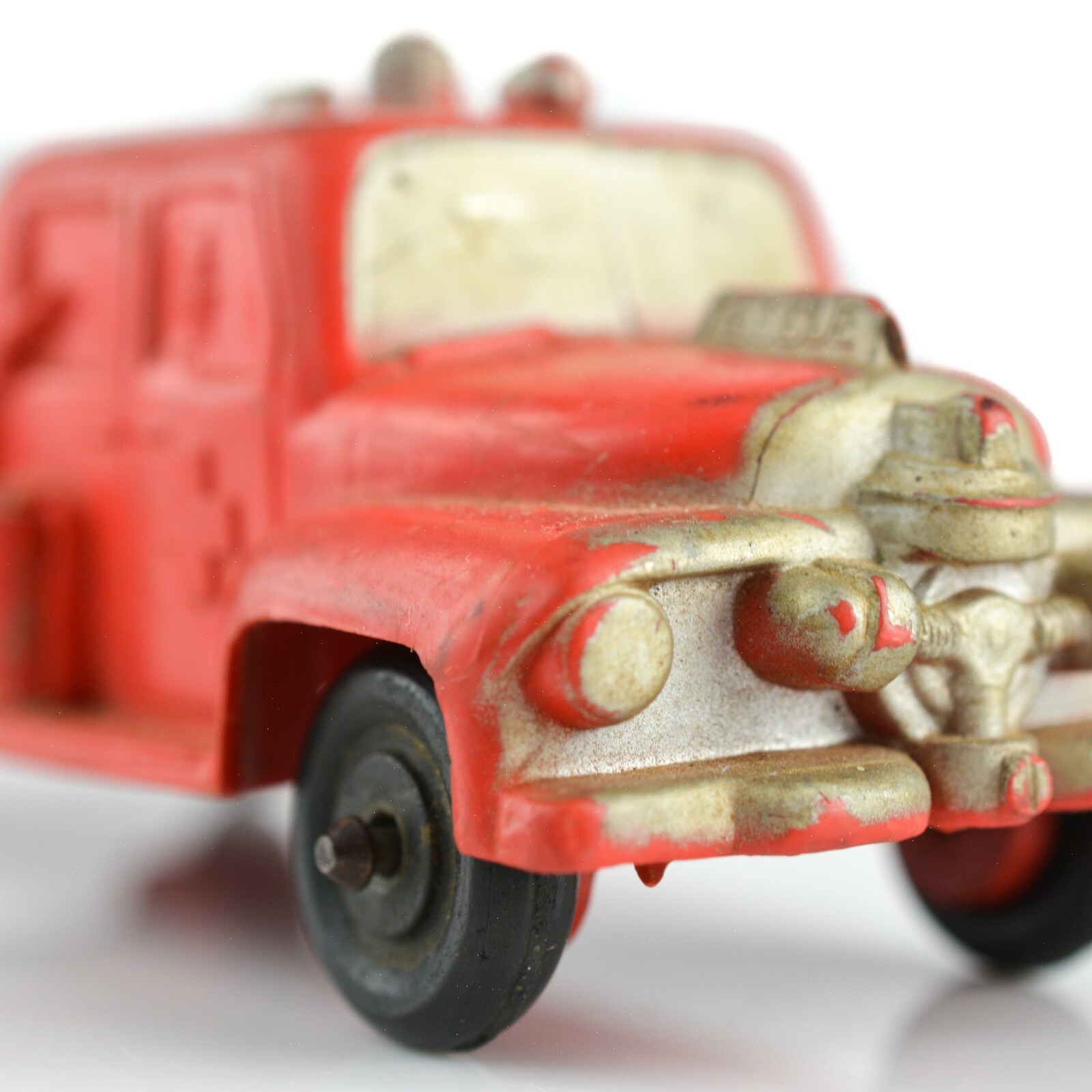 AUBURN 1960's Rubber Fire Engine Emergency Rescue Truck #524 Red Vinyl ...