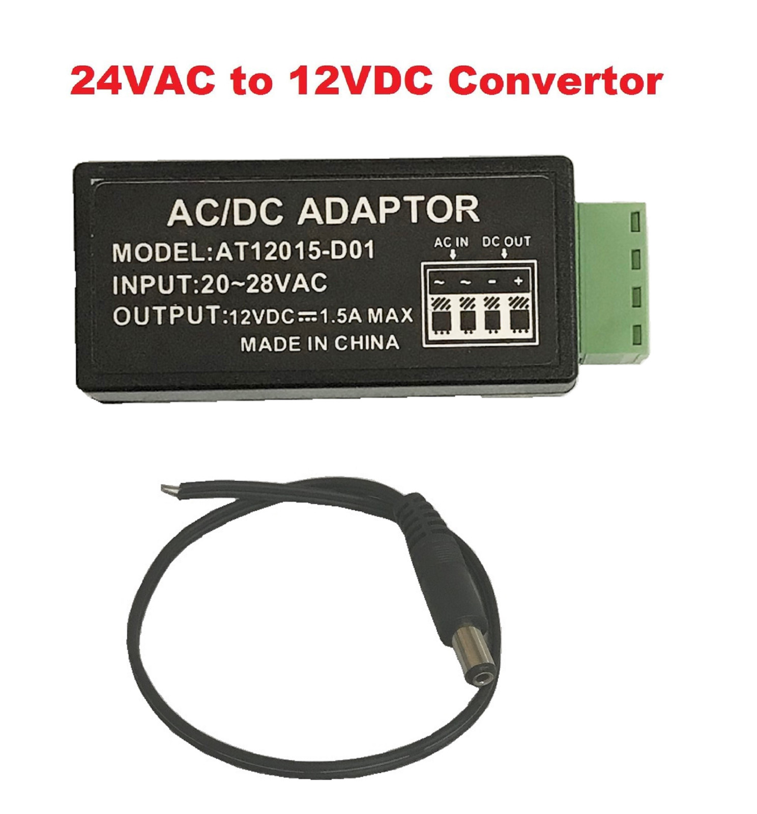 24VAC To 12VDC AC To DC Convertor For CCTV Camera with 12V DC Power ...