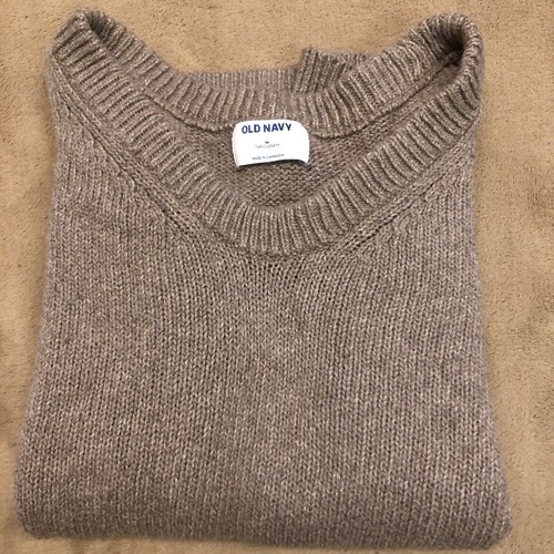 Old Navy Women’s Sweater Size M Voop-Neck Cotton Tunic Length Oatmeal ...