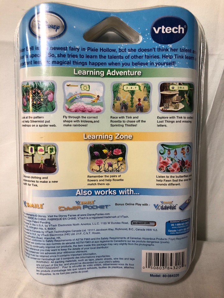 Vtech V.smile Motion Active Learning Adventure Game Tinkerbell Disney ...