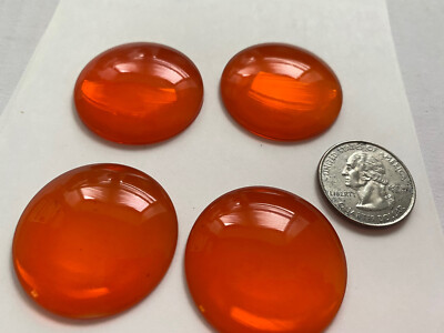 35MM GERMAN GLASS CABOCHON UNFOILED ROUND FLAT BACK HYACINTH JEWEL (4 ...