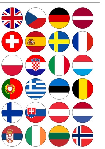 Cake Toppers European Flags Europe Eurovision 24 PRECUT Edible Wafer ...