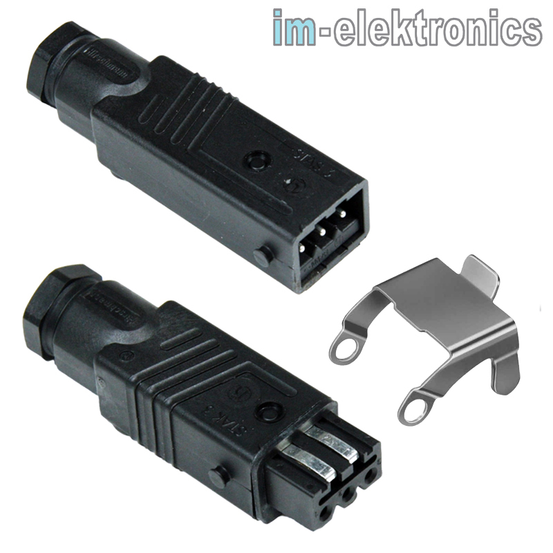 Hirschmann Stecker STAS 3 N 932143-100 + Kupplung STAK 3 N 932140-100 3 ...