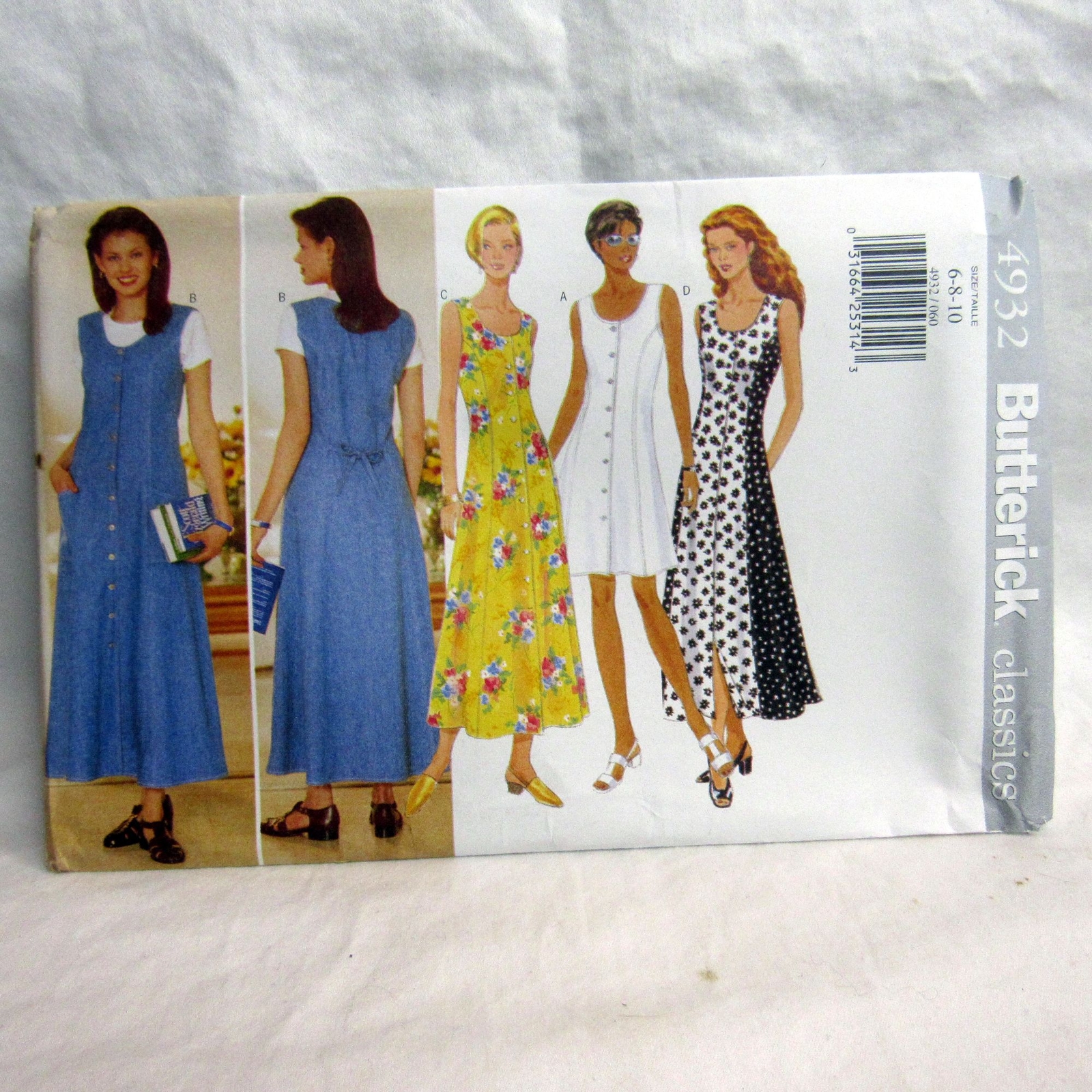 Butterick Sewing Pattern Size 6 8 10 4932 Sleeveless Dress Uncut FF ...