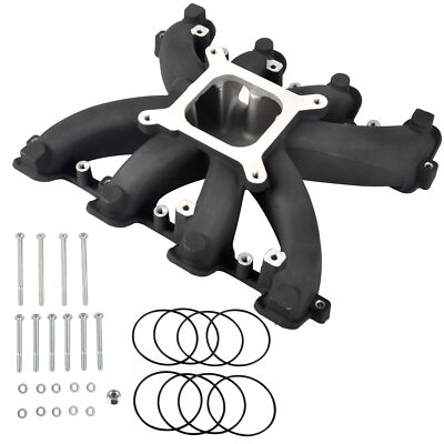 Aluminum Single Plane Carb Intake Manifold Black for GM LS LS3/L92 300 ...