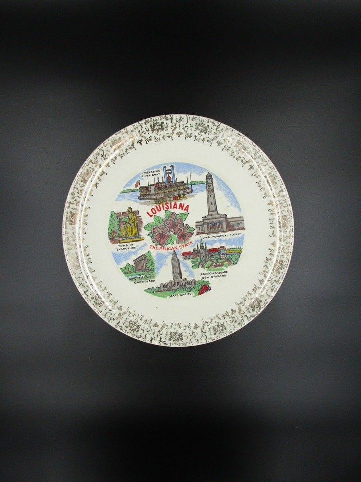 Louisiana Plate, ceramic plate, Vintage Louisiana plate, Landmark plate ...