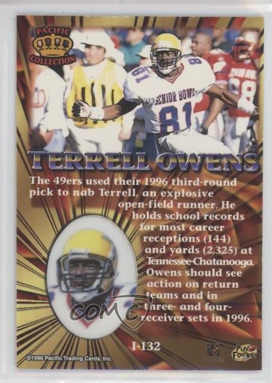 1996 Pacific Invincible Platinum Blue Terrell Owens #I-132 Rookie RC ...