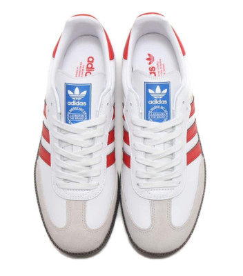 adidas Samba OG Sneakers Red 3 Stripes Retro Logo Originals White ...