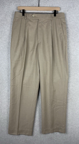 Patrick James Pants Mens 34 Beige Wool Cashmere Pleated Front Straight ...