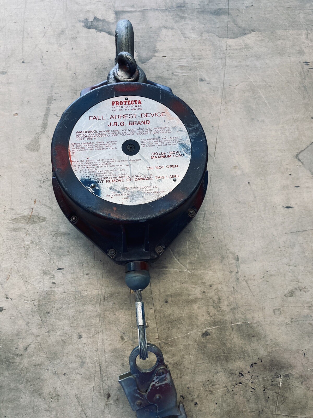 (V) PROTECTA JRG FALL AREST DEVICE 10 METERS 310 LBS - Free Shipping ...