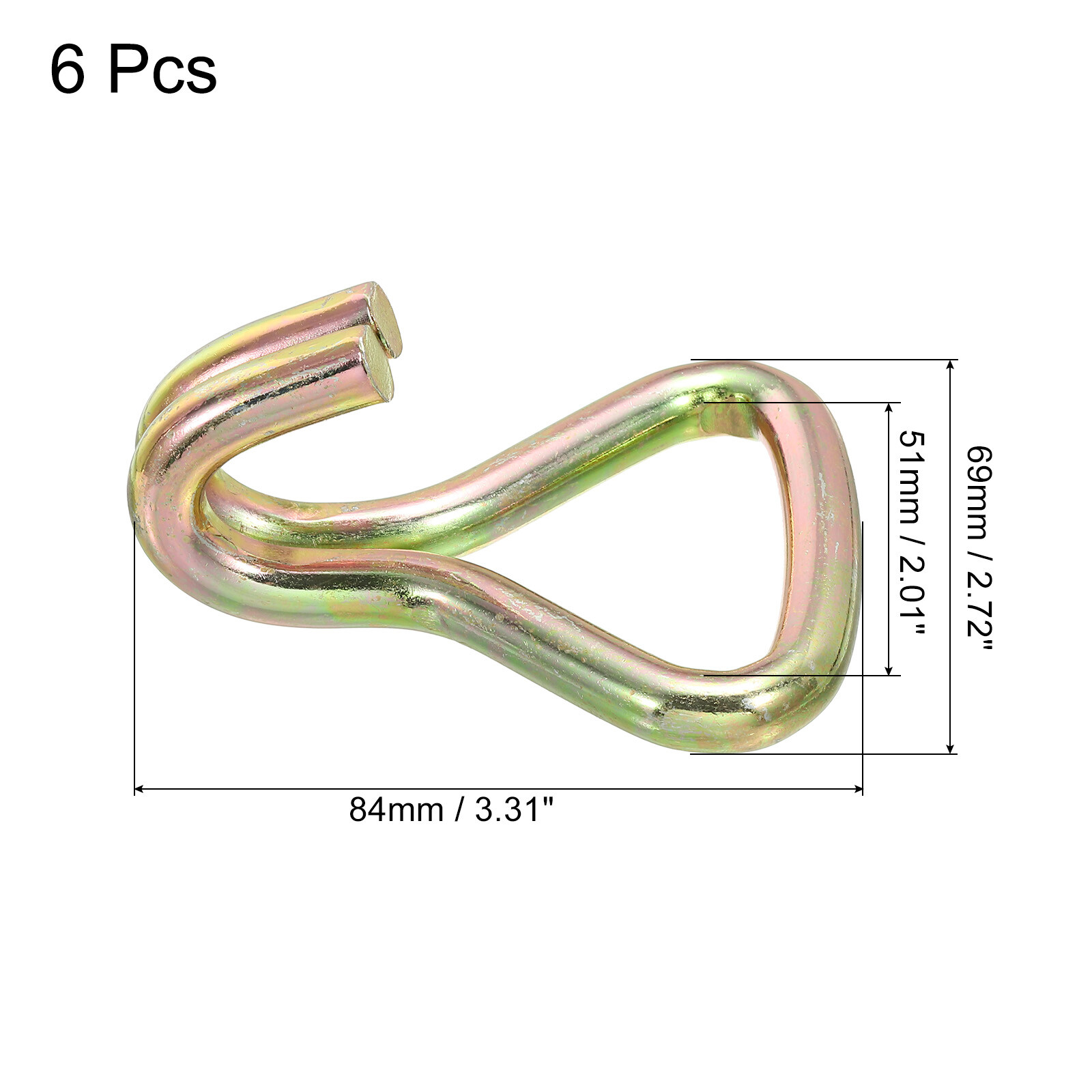 Ratchet Double J Strap Hook Load 6613 Lbs for 2" Tie Down Strap Webbing ...