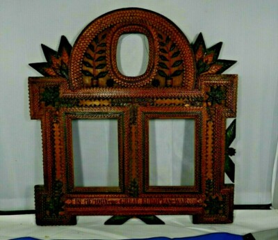 WWI Commerative Tramp Art Wood Triple Frame "In Memory of the Great ...