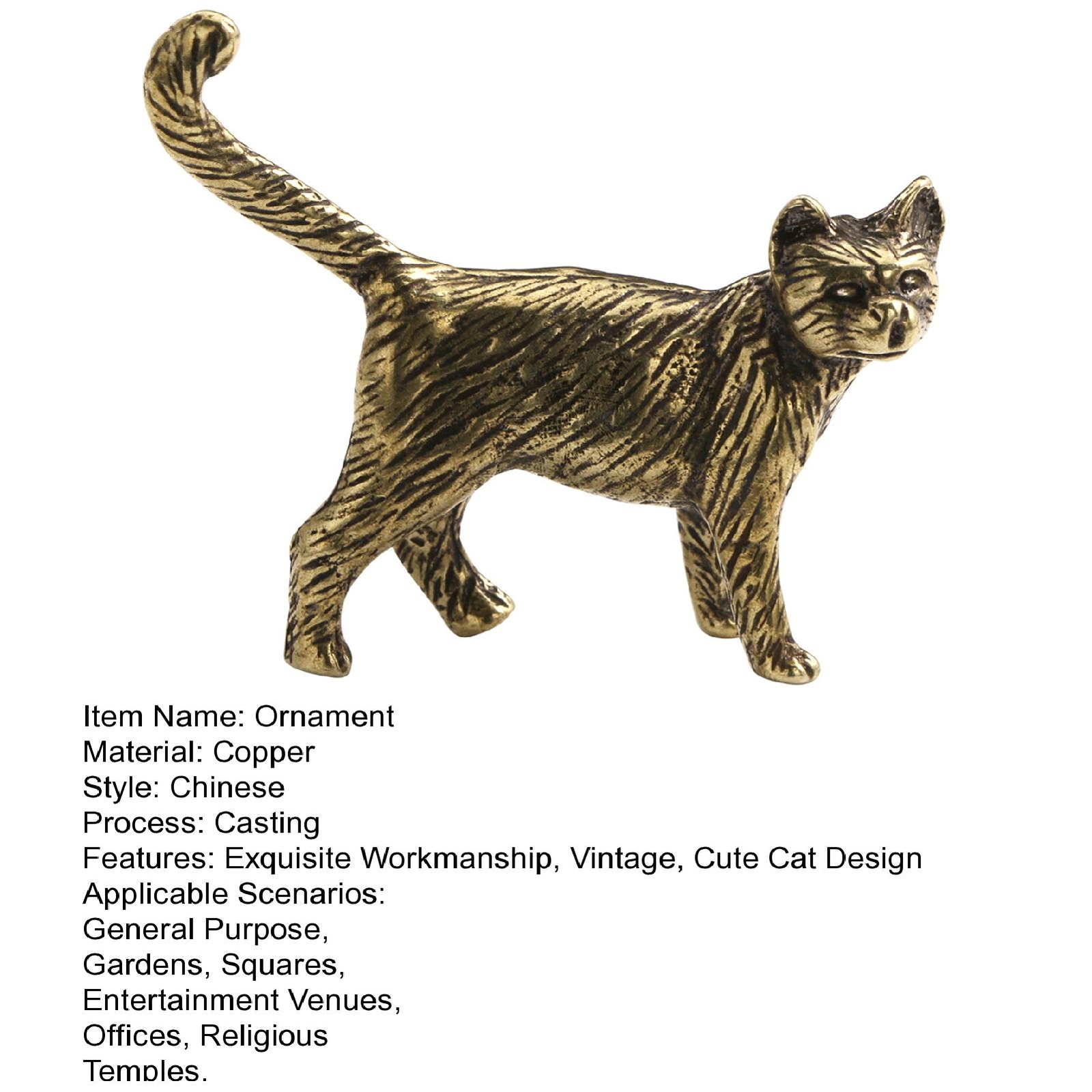 Gift Ideas Brass Artwork Retro Brass Cartoon Cat Statue Metal Figurine ...