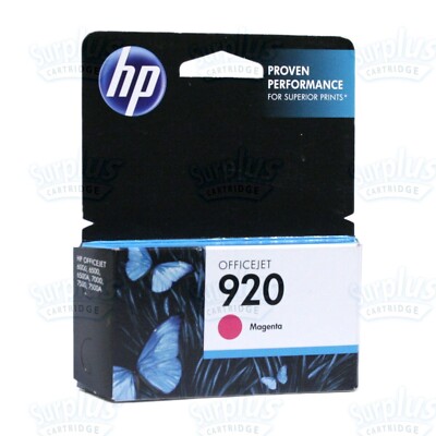 Genuine HP 920 Magenta Ink OfficeJet 6000 6500 6500A 7000 7500 (Retail ...