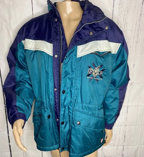 Vintage Disney Jacket Sports Comics Hooded Puffer Coat Goofy Men Sz M ...