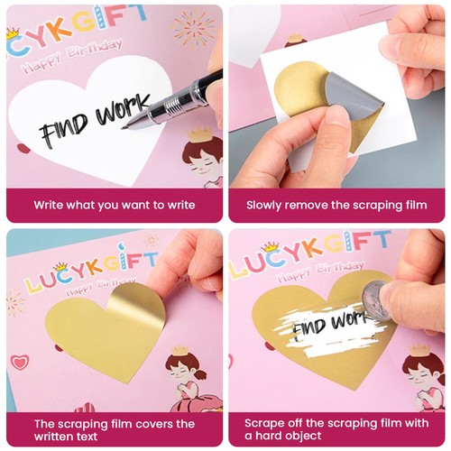 30pcs Postcards Heart Shape DIY Craft Scratch Off Sticker Reward Self ...