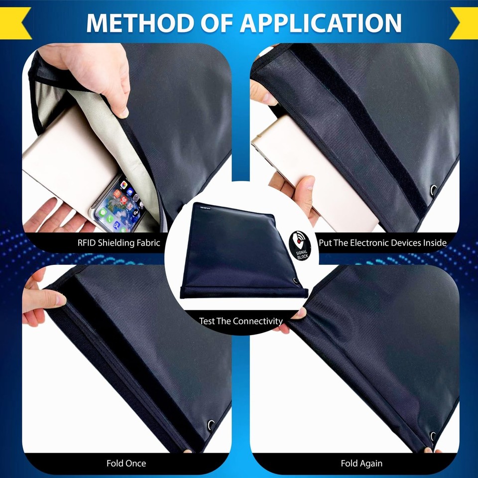 Faraday Bags for Tablets (15 x 10 inches), Faraday Cage with Key Fob ...