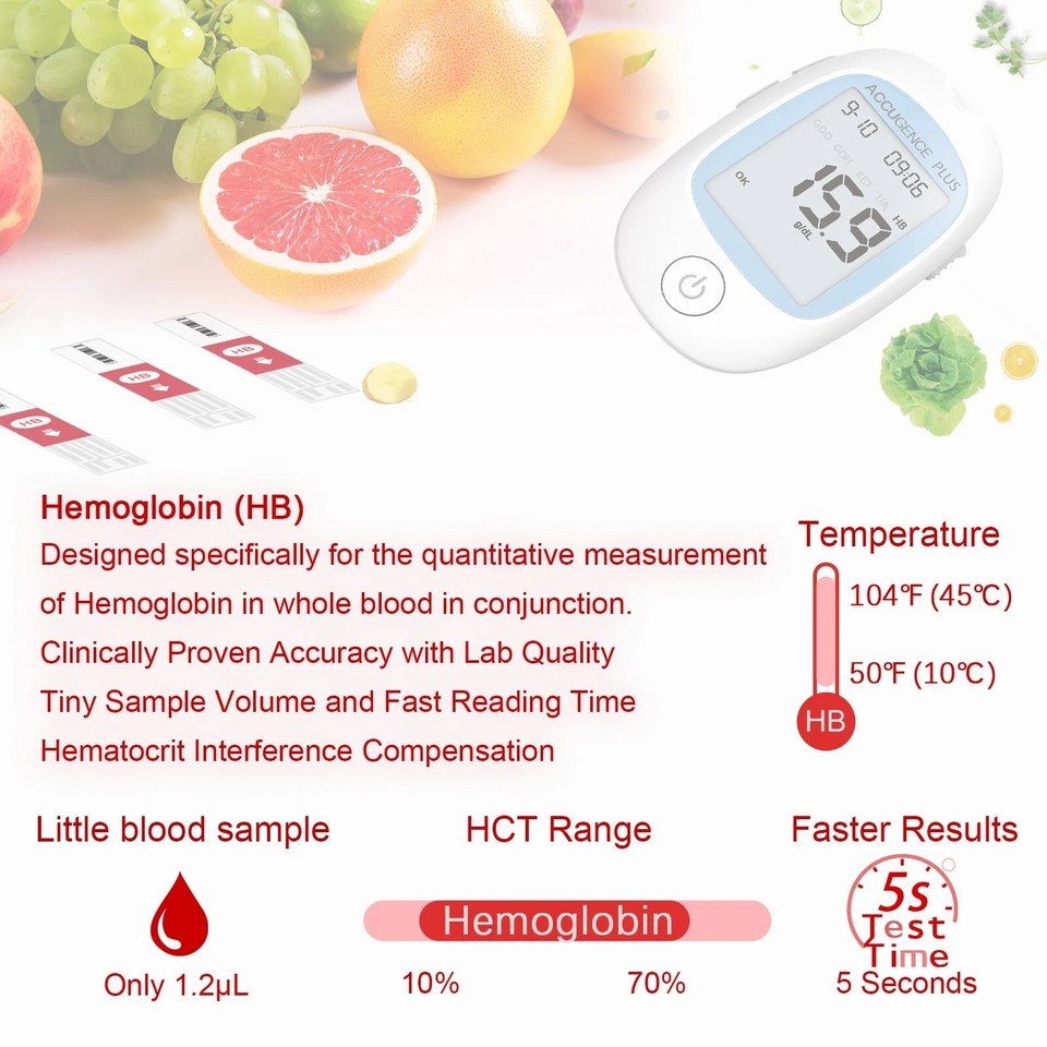 4 in 1 Multi-Function Meter Hemoglobin Glucose Uric Acid Ketone Meter ...