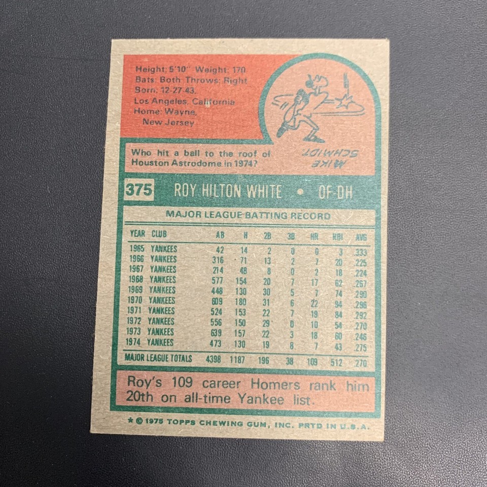 1975 Topps Roy White # 375 New York Yankees Baseball Card NY | eBay