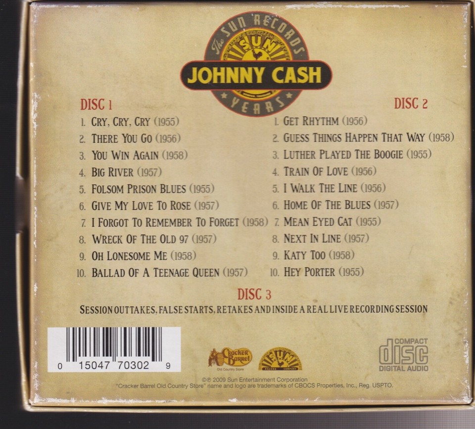 Johnny cash the sun records years 3x cd | eBay