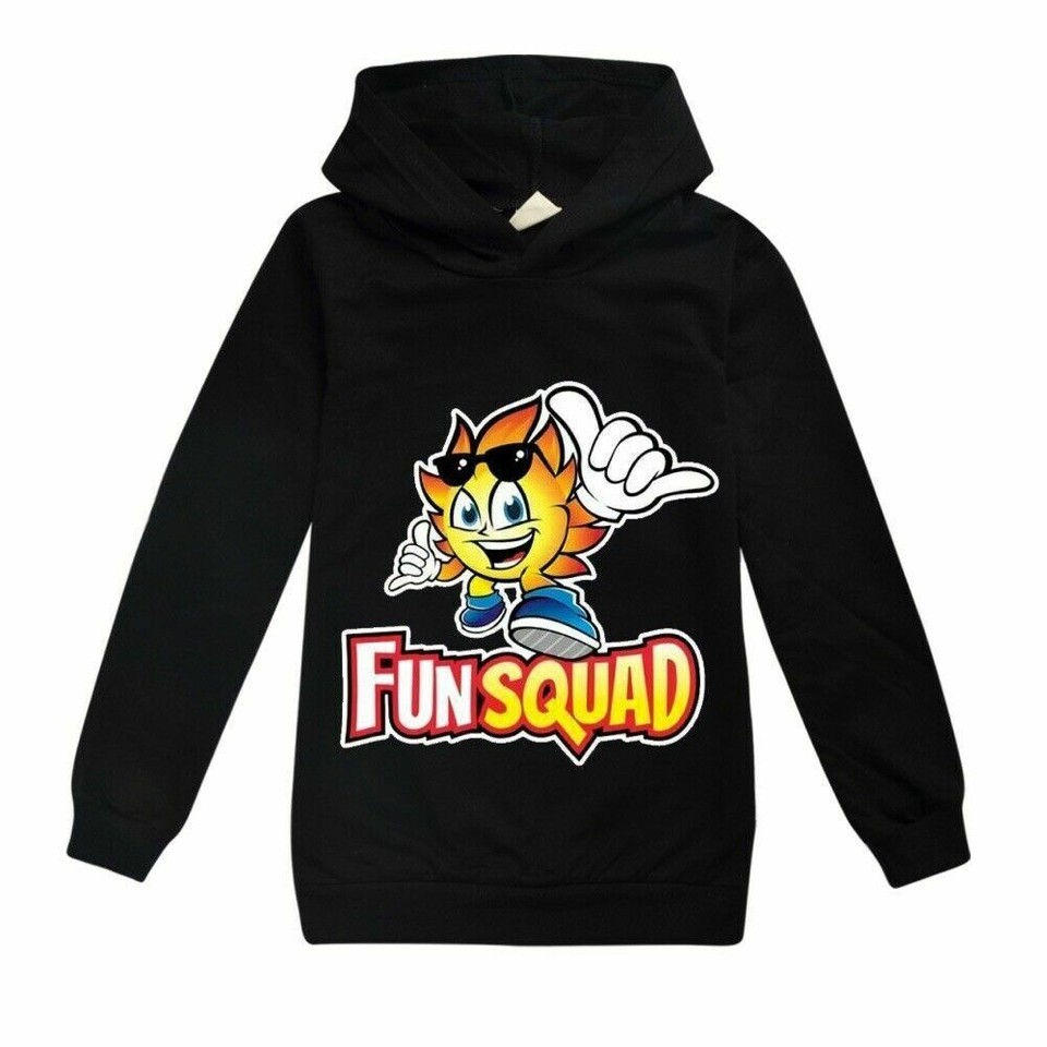 Kids Fun Squad Gaming Print Long Sleeve Hoodie Hooded Tops Jumper ...