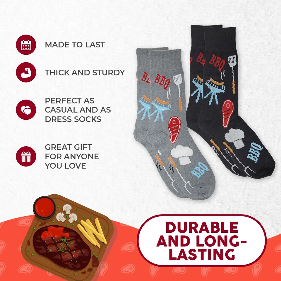 BBQ Grill Barbecue Raw Meat Steak Chef Cook Spatula 2 Pairs Foozy Socks ...