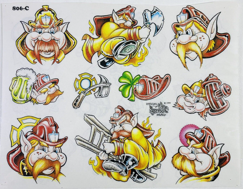 Official Tattoo Brand Flash Art Sheet 806-C Vintage 1999 Irish Fire ...