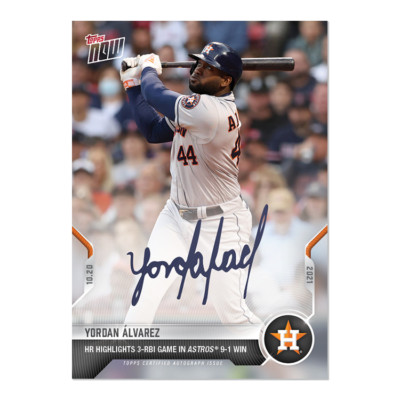 YORDAN ALVAREZ SIGNED HR & 3-RBI GAME TOPPS NOW ASTROS 9-1 WIN AUTO ...