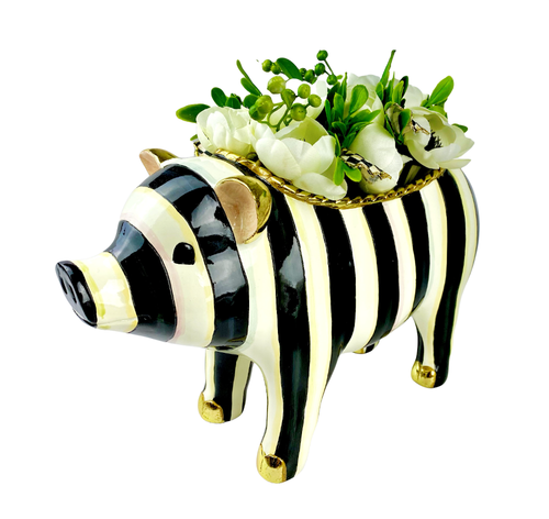 Mackenzie Childs Authentic Courtly Striped Pig Hand-painted Resin for ...