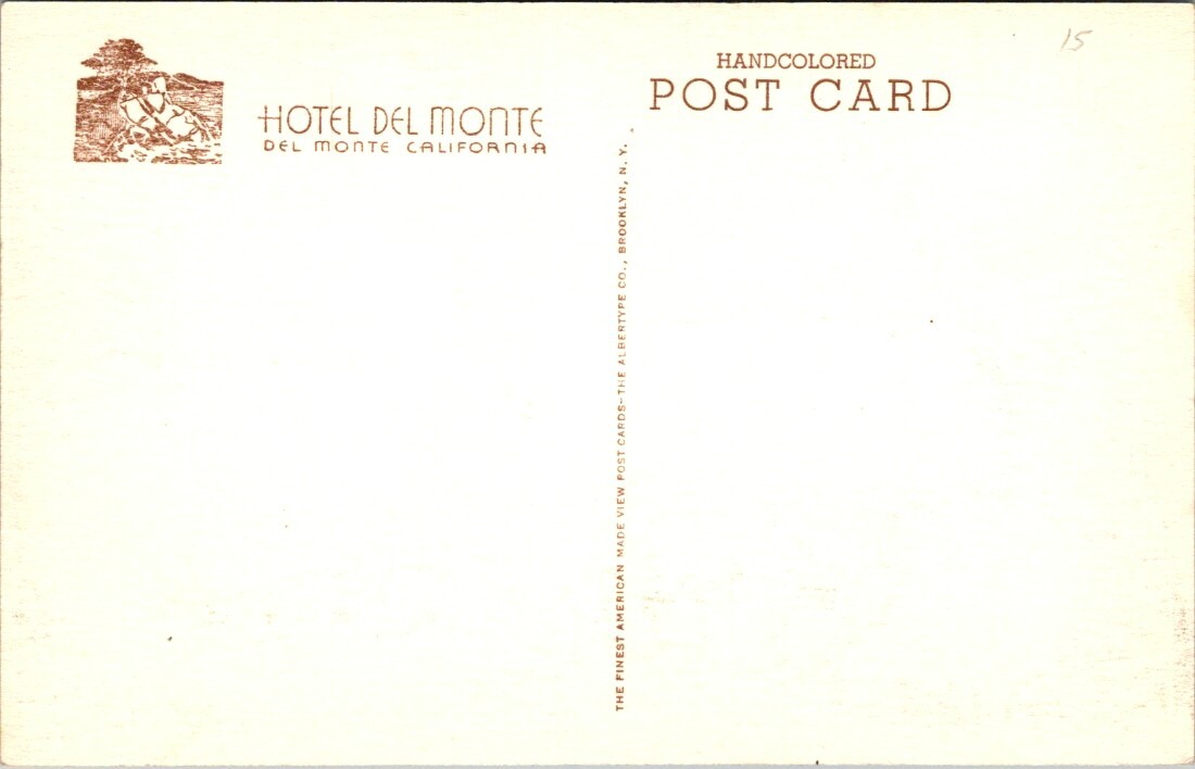 Hotel Del Monte CA Exterior California Hand Colored Albertype postcard ...