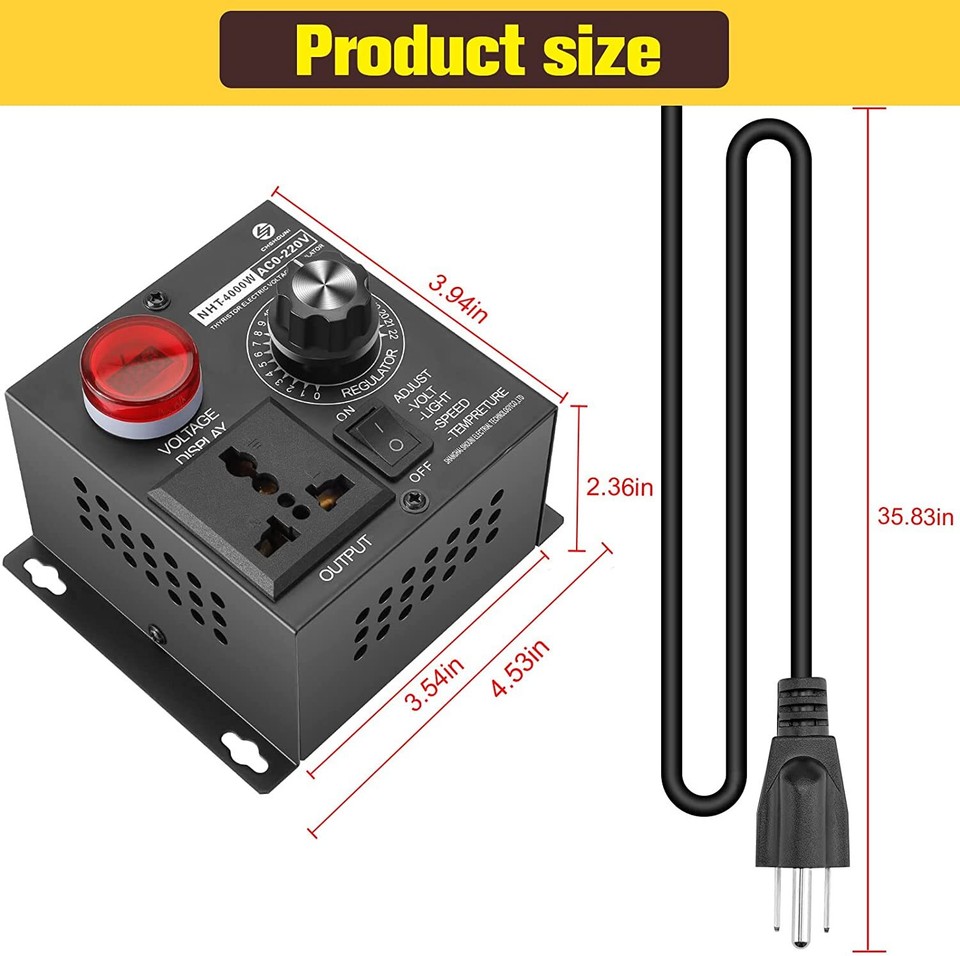 Electric Motor Variable Speed Controller - 120V~220V 15A 4000W AC Motor ...