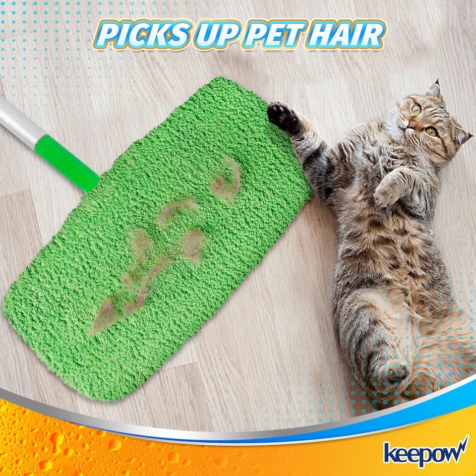 KEEPOW Reusable Wet Pads Refills Compatible with Swiffer Sweeper Mop ...