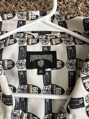 Vintage Rocawear AOP 99 Street Sign Short Sleeve Button Down Shirt Mens ...