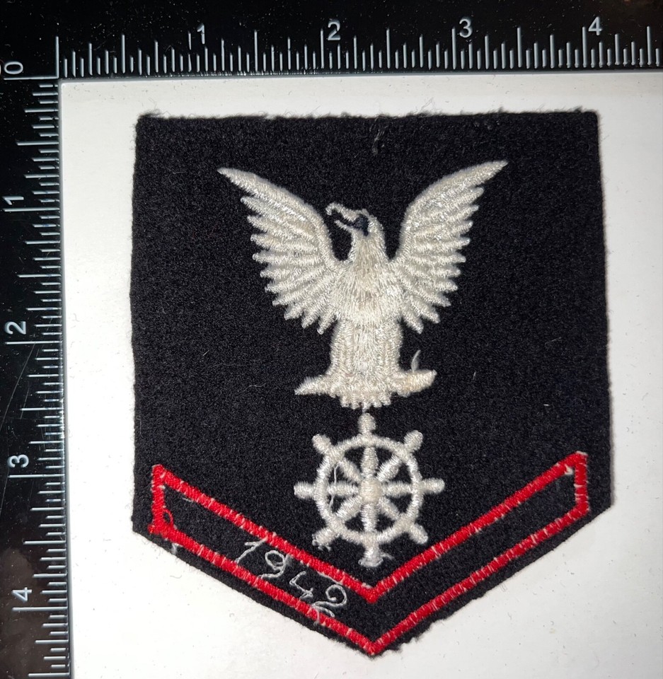 WWII 1942 DATED US Navy USN Quartermaster Petty Officer 3rd Class Rate ...